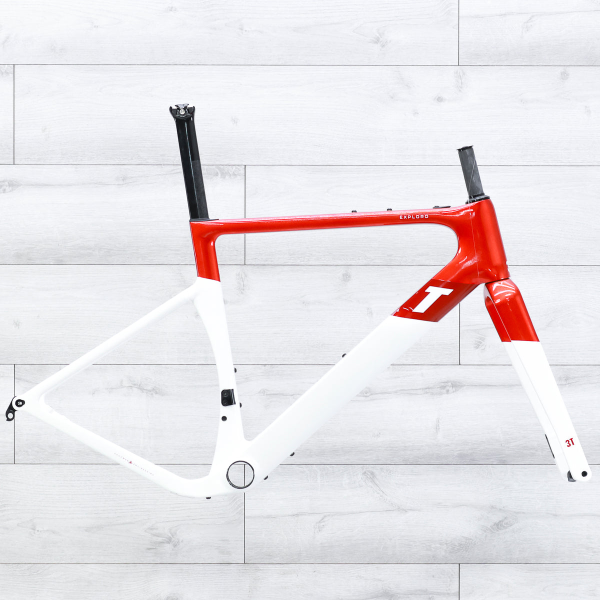 3T Exploro Racemax Red/White 700c Gravel Bike Frameset - 2023, 51cm ...